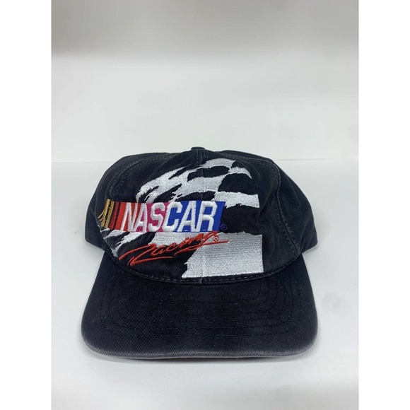 Accessories | Vintage 9s Nascar Racing Hat Checkered Black Baseball Cap ...